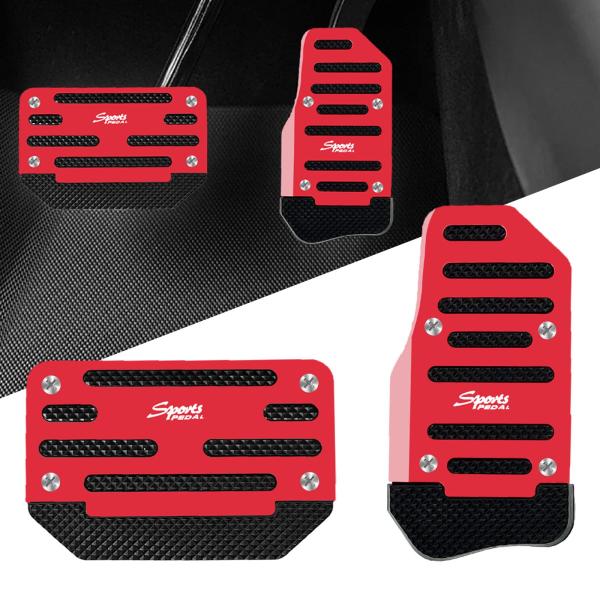 商品名: qboonpt 2個 車 滑り止め ペダルカバー プレミアムアルミ合金ブレーキ ガスクラッチ ペダルキット 自動ギアボックス ガスペダル ブレーキペダルカバー ユニバーサルカーアクセサリー 車 トラック SUV バンに対応 (レッ...