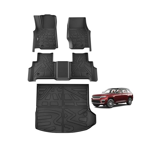 商品名: KARPAL フロアマット &amp; カーゴライナー 2022-2024 ジープ オールニューグランドチェロキーWL(2列)対応 全天候型カスタムフィット 1列目2列目フロアライナー カーゴマット 車内保護用(5人掛けのみ) F...