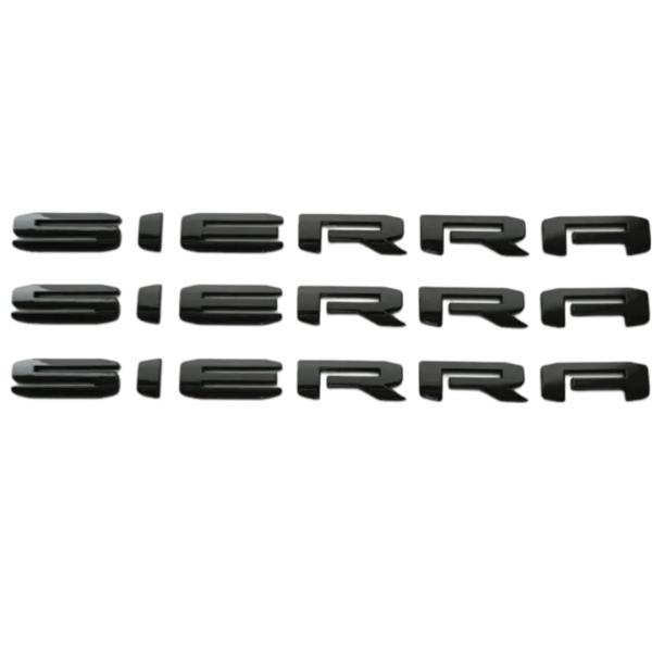 商品名:  Generic 3-PC Sierra Badge Emblem in Gloss Black Finish for GMC Yukon &amp; Sierra 2019-2024 Models - Suitable for ...