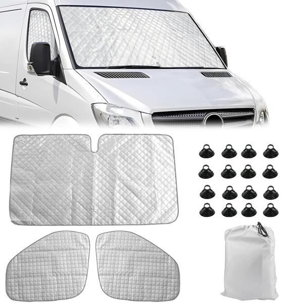 商品名: カスタムフィットフロントガラスサンシェードセット 2006-2019年式メルセデススプリンターバンに対応。反射材サンバイザーフロントトラックウィンドウシェードで最大限の紫外線と太陽の熱からの保護。 Windshield Sun S...