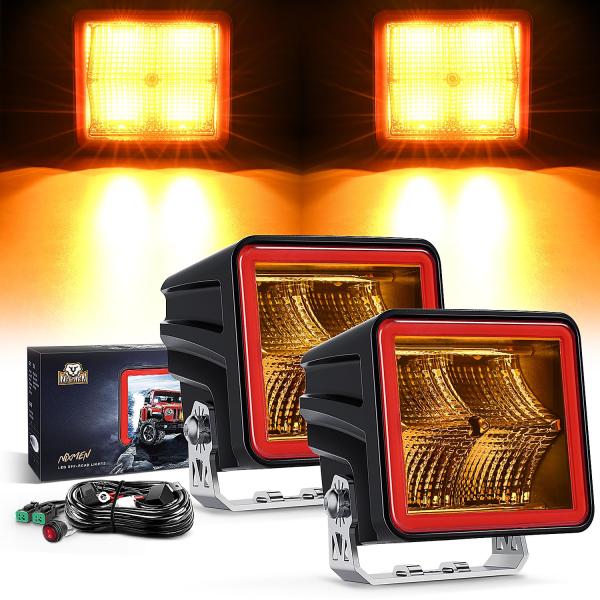 商品名:  Nilight 3 Inch Cube Amber LED Pod Light Bar 20W 1240LM Super Flood Light w/16AWG DT Wiring Harness Kit Screw-Less ...