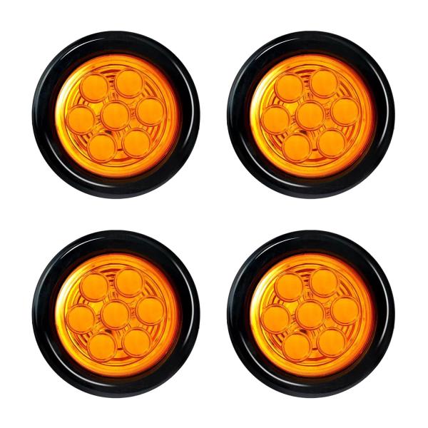 商品名:  FABOOD F 4 Pack Sealed Waterproof Round 2 Inch Amber LED Clearance Marker Lights Signal Tail Light with Rubber Gro...