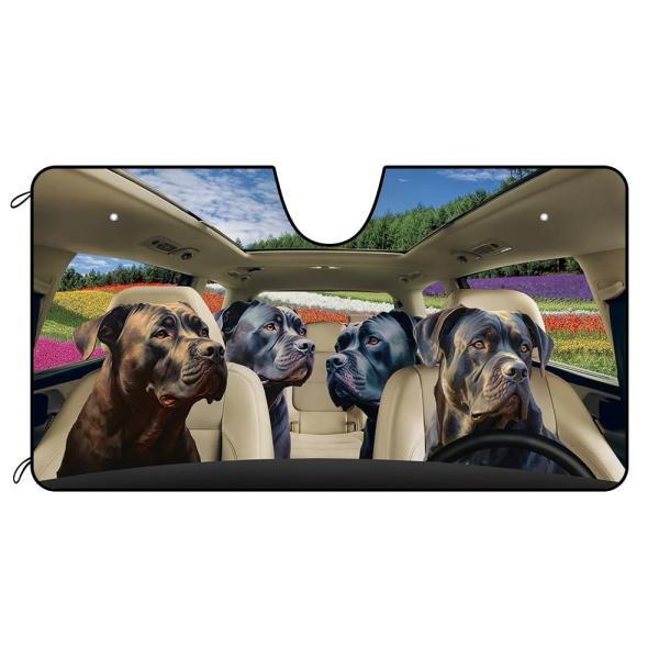 商品名:  CafeTime Cane Corso Dog Group Car Front Windshield Sunshade Blooming Flowers Decor Vehicle Sun Shade Visor UV Ray ...