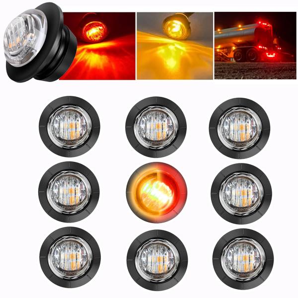 商品名:  FZSSHYG 10Pcs Dual Color 3/4" Round LED Marker Lights,Amber to Red Waterproof Front Rear Signal Running Tail Light...