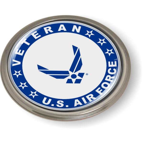 商品名: [公式ライセンス商品] - アメリカ空軍退役軍人ロゴ、USAFブルーアーノルドウィングとスターシンボル3Dドーム型CARエンブレムバッジステッカーセミフレキシブルアルミニウムラウンドベゼル。 [Officially License...