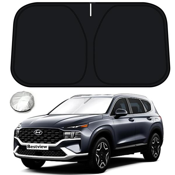 商品名: Bestview フロントガラスサンシェード 2019-2023年サンタフェ用 フロントウィンドウサンシェード サンバイザー プロテクター 紫外線 熱をブロック 折りたたみ式 2層 210T 素材 Bestview Windshi...