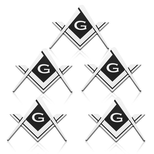 商品名: 2.6インチ クロームメッキ フリーメイソン カーエンブレム ステッカー デカール メイソン スクエア コンパス カーバッジ エンブレム 自動車 トラック オートバイ ステッカー ギフトアクセサリー (5個) 2.6" Plate...