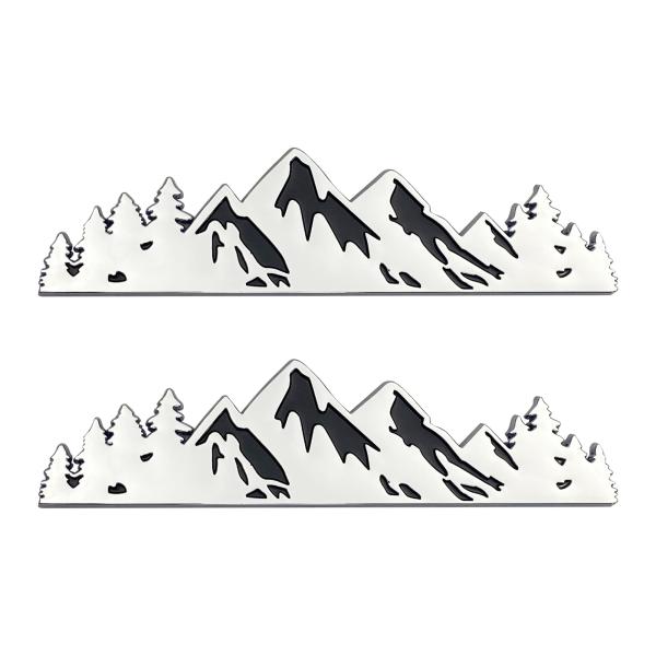 商品名: OUESAAS 雪山 ツリーエンブレム 車用 2個 山グラフィックロゴバッジ トランクマウンテンロゴエンブレム 車のトランクテールゲートエンブレム 車の外装アクセサリー (シルバーブラック) OUESAAS Snow Mounta...