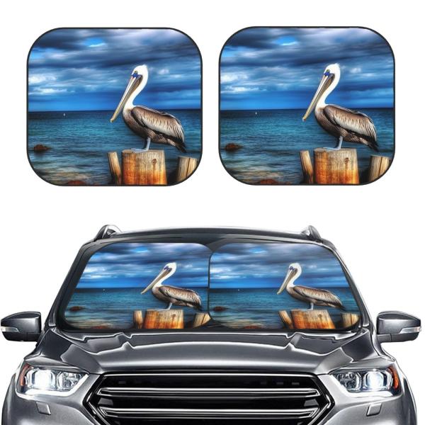 商品名:  Car Windshield Sun Shade 2 Piece Front Windshield Sun Shade Pelican Bird Blue Sea Sun Shades Auto Sun Heat and UV ...