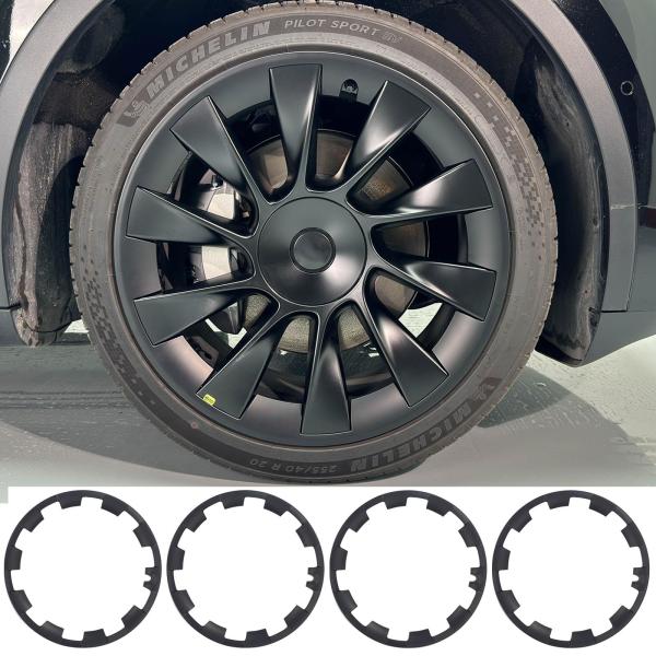商品名:  KALOFOR for Tesla Model Y 20 Inch Wheel Rim Protector Hubcaps Induction Wheels Rim Cover Tire Trim Rings Matte Bla...