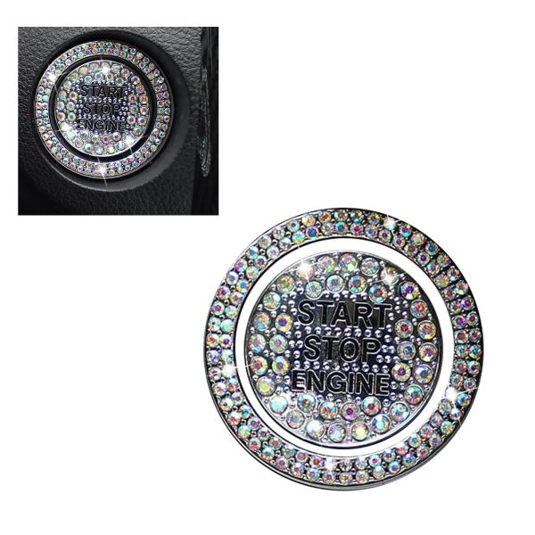商品名: Irinidig 2個 キラキラ カー ワンボタン スタートボタン アウターリングステッカー、キラキララインストーンがボタンを完全に保護する傷防止カバー、自己粘着装飾アクセサリー、車用(マルチカラー) Irinidig 2 PCS...