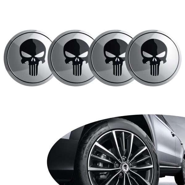 商品名: leediga 4個 カーホイールハブセンターキャップステッカー、2.25インチ パーソナライズドスカルメタル日焼け防止と色あせ防止装飾、ホイールバッジデカールカバー、ほとんどの車タイヤトリムアクセサリーにユニバーサル(シルバー)...