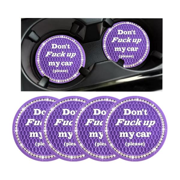 商品名: Ohleats キラキラ光るカーカップコースター、2.75インチ ノンスリップ自動車カップホルダーインサートコースター、ユニバーサルクリスタルラインストーンドリンクカップマット、ほとんどの車両用、車内カーアクセサリー(パープル) ...