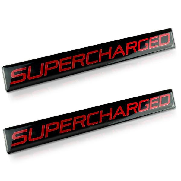商品名: スーパーチャージャー自動車とトラックバッジエンブレムアルミエンボスドームウレタンブラックレッド2個セット Generic 2pc Set Supercharged Automotive Car and Truck Badges E...