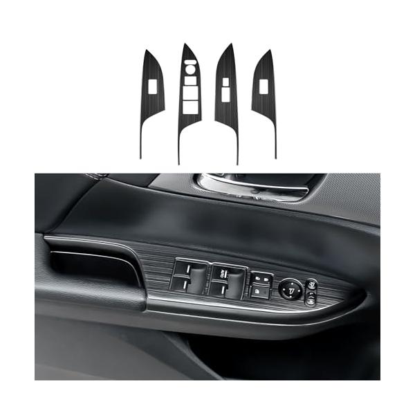商品名: Bercicci Bercicci 4PC 車のドア ウィンドウ スイッチ コンソールパネル トリム ホンダ アコード 2017 2016 2015 2014 2013 アクセサリー ステンレススチール素材 ブラック Bercic...