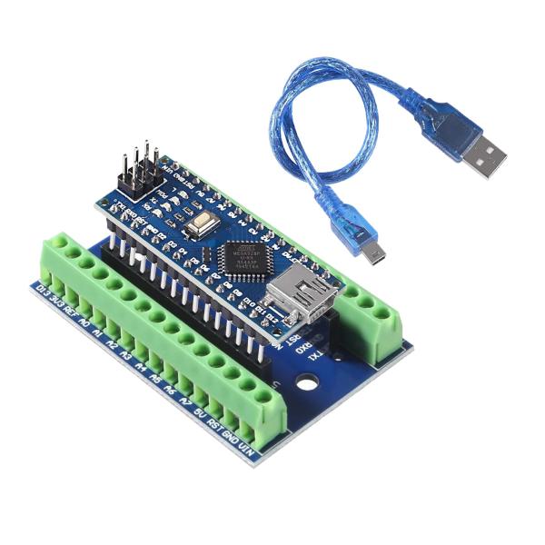 商品名: ALMOCN 1セット Mini Nano V3.0 ATmega328P モジュール マイクロコントローラーボード USBケーブル付き Arduino + ナノターミナルアダプターシールド拡張ボードに対応 ALMOCN 1 Se...