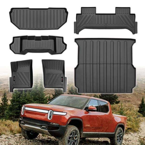 商品名:  Yonugli Custom for 2022-2024 2025 Rivian R1T Floor Mats Bed Mats Cargo Liner and Upper Lower Layer Front Trunk Mat...
