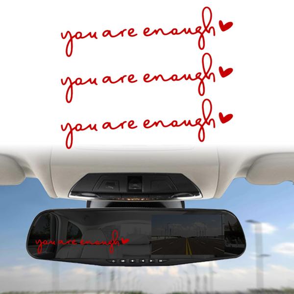 商品名: You are Enough バックミラーデカール3点、バックミラーステッカーUVカーアクセサリー、You are Enough 車用デカール女性用、カーウィンドウ、自己肯定デカール、バニティミラーステッカー(レッド) 3pcs ...