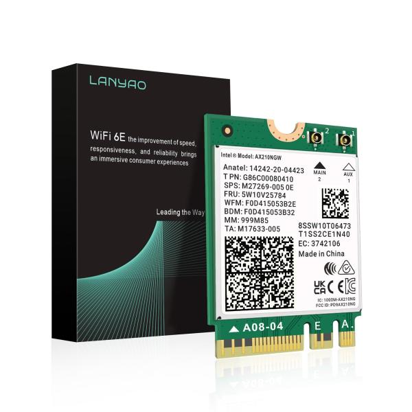 商品名:  LANYAO WiFi 6E AX210 NGW Wireless Card M.2 2230/NGFF WiFi 6E Laptop Module with Bluetooth 5.3, 5400Mbps Tri-Band A...