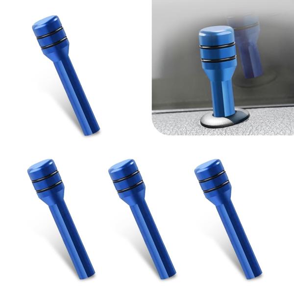 商品名: getfay 4個パック 車のドアロックノブカバー 1.95インチ x 0.45インチ 合金 滑らか 持ちやすい パーソナライズされた目を引く装飾 インナードアプルピン ゴムリング付き 車のアクセサリーに不向き(ブルー) getf...