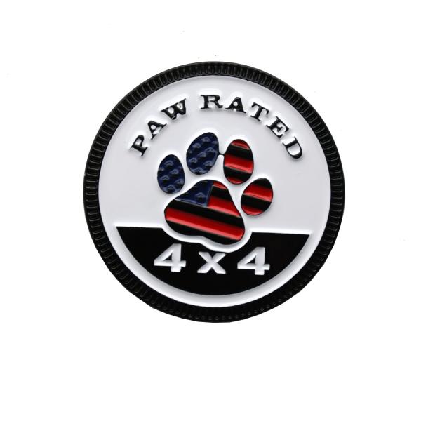 商品名: Paw Ratedバッジ カーエンブレム、4 x 4 3Dメタルカーバッジデカールステッカーラウンドエンブレム、車の外装エンブレムバッジ ジープラングラー車両、トラック、SUV、RVに対応 (肉球定格-ホワイト) Paw Rate...