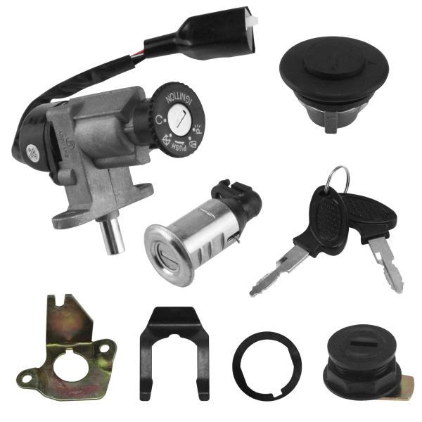 商品名: MFC?passion スタータースイッチアセンブリ キー付き 4 Pin 4 Wires B09 B08 Ignition Switch Lock Key Fuel Tank Cap Set for GY6 49cc 50cc ...