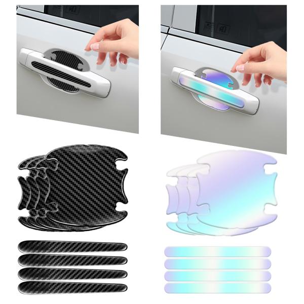 商品名: SuperKaKa 16パック 車のドアハンドル保護ステッカー、ユニバーサル 3D 車 ドア ボウル 反射フィルム カーボンファイバー&amp;ダズル スクラッチ 防水 夜間視認性ガード ストリップ 車両外装アクセサリー Supe...