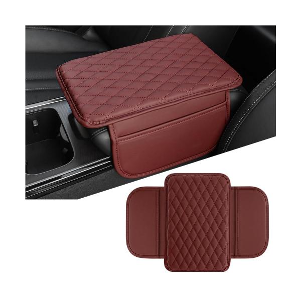商品名: Bittwee カーセンターコンソールカバー、レザー車両アームレストプロテクタークッション サイドポケット2つ付き、快適な自動車内装装飾アクセサリー、SUV、トラック、RV用ユニバーサル(レッド) Bittwee Car Cent...
