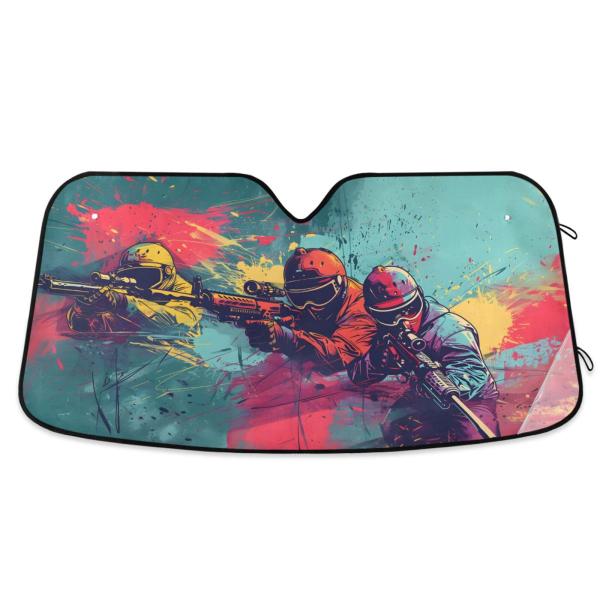 商品名:  Car Windshield Sun Shade A Team Paintball Battle Foldable Car Front Windshield Sunshade Blocks UV Rays Sun Visor S...