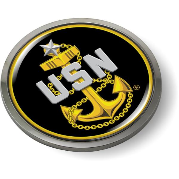 商品名: [米国海軍公式ライセンス製品] - 上級最高下士官、USNファウルドアンカーコレクタブル3Dドームカーエンブレムバッジステッカークロムメタルラウンドベゼル [Officially Licensed U.S. Navy Produc...