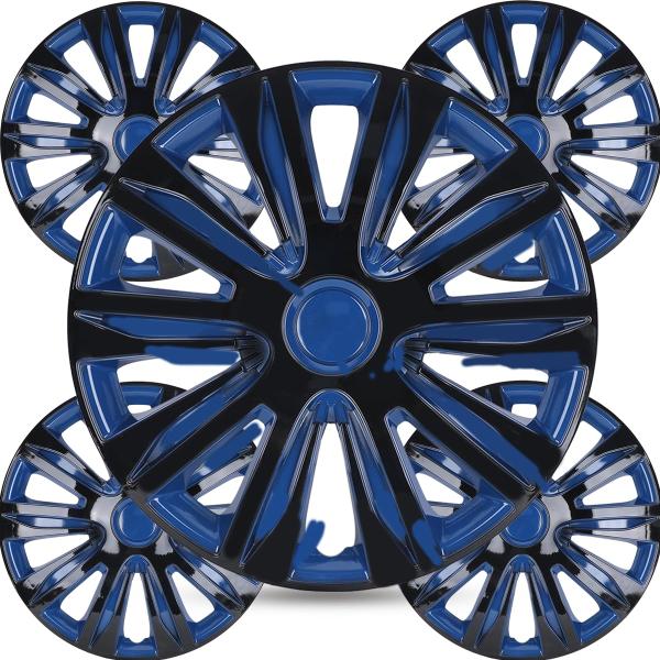 商品名:  Winjet Universal Hubcaps Black Lacquer&amp; Blue Lacquer Wheel Cover Replacement R15 Hub Caps Automotive Universal...