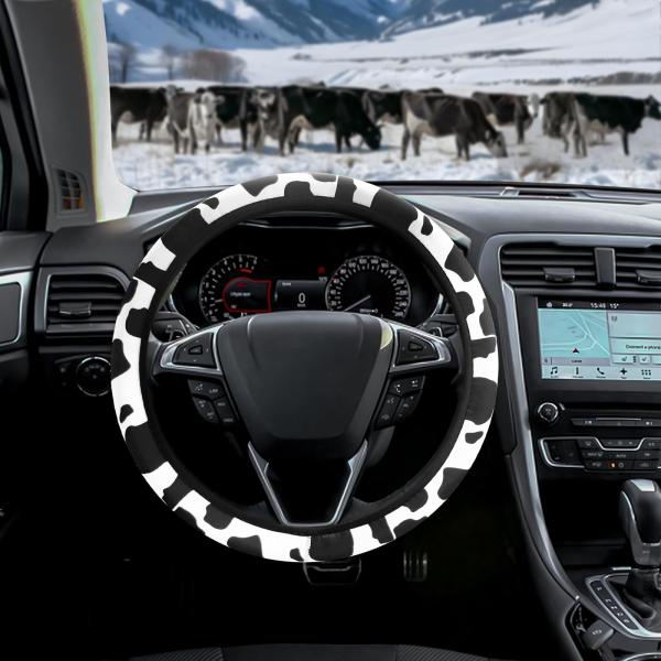 商品名: BubabyZZ 車 牛プリント ハンドルカバー、自動車 かわいい 通気性 ネオプレン 牛柄 ステアリングホイールカバー ユニバーサル 車 インテリア アクセサリー レディース メンズ (ブラック) BubabyZZ Car Co...