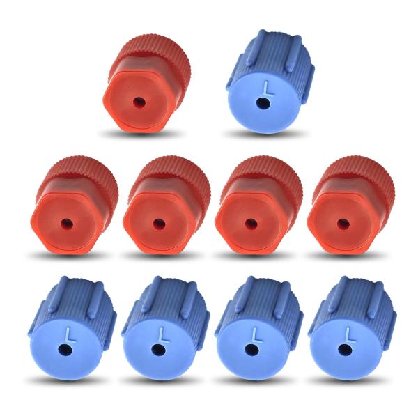 商品名: Crynod Pack-10 車 A/C バルブコアカバーコンビネーションセット、低圧キャップと高圧キャップA/Cシステムアクセサリー、ABSプラスチック耐久性シール、車用ユニバーサルA/Cポート修理カバー(レッド&amp;ブルー...