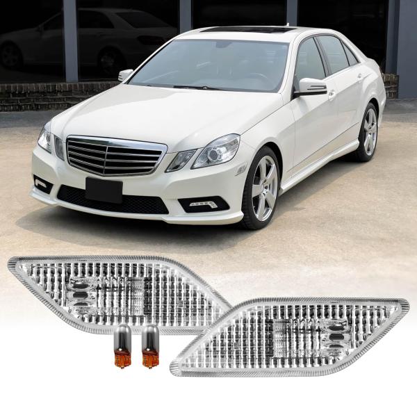 商品名:  USR 10-13 W212 Clear Bumper Side Marker Set (Left + Right) with x2 Chrome Amber Bulb UPGRADE - Compatible with 201...