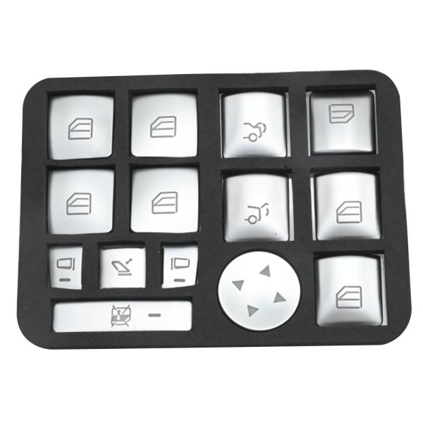 商品名: インナードアパワーウィンドウスイッチボタンカバートリム(シルバー) Aynaxcol 14Pcs Inner Door Power Window Switch Button Covers Trim Sticker Replacem...