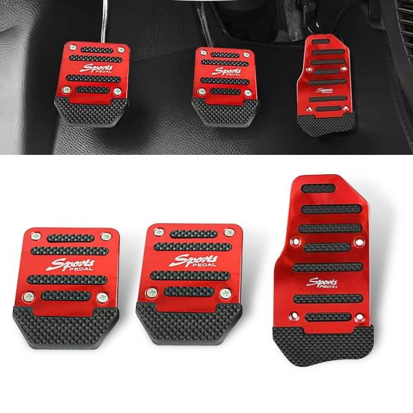 商品名: dawfall カーアクセルペダルカバー、アルミニウム合金クラッチペダル、滑り止めマニュアルトランスミッションブレーキペダル、ほとんどの車に適しています(レッド) dawfall 3 PCS Car Pedal Covers, T...