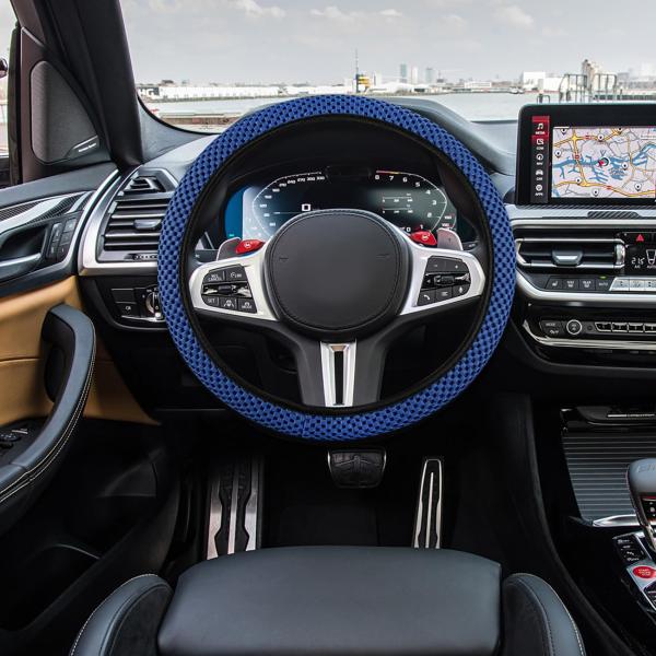 商品名: RGOAANC 伸縮性ストレッチハンドルカバー、車のハンドルプロテクター、マイクロファイバー通気性アイスシルクカーホイールカバー、ユニバーサル15インチ 自動車ハンドルカバー 車 トラック用 (ブルー) RGOAANC Elast...