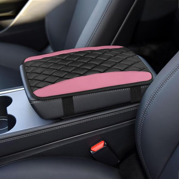 商品名: RGOAANC カーセンターコンソールクッションパッド、カーアームレストカバー、レザー防水アームレストシートボックスカバープロテクター、カーインテリアアクセサリーアームレストボックスマットユニバーサルほとんどの車両用(ピンク) R...
