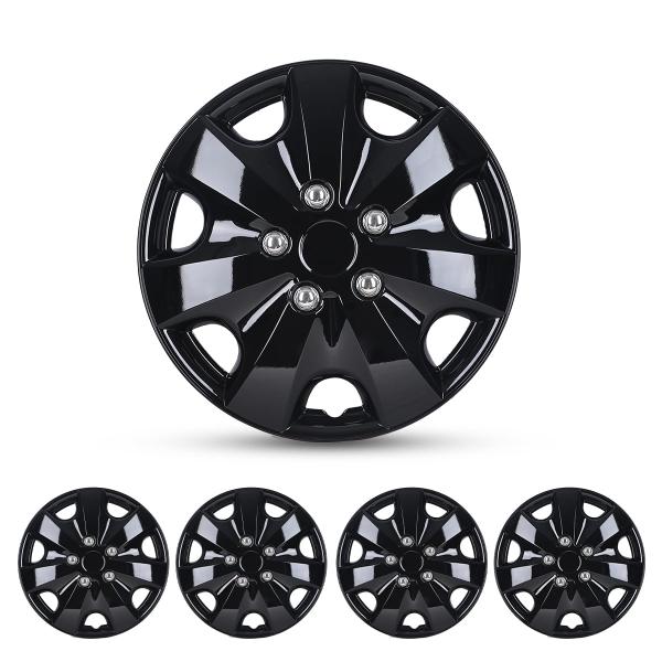 商品名:  14 Inch Hubcaps Set of 4 Black Lacquer Wheel Rim Cover Universal R14 Hub Caps ABS Material Auto Tire Exterior Repl...