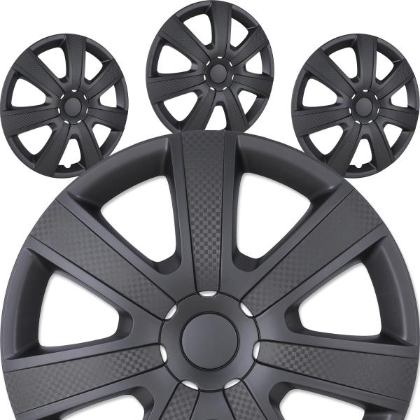 商品名:  AUTOFREE 15 Inch Hubcaps,Universal Black Matte&amp;Mould Wheel Rim Covers?Set of 4 ABS&amp;PC Material Hub caps,Sn...