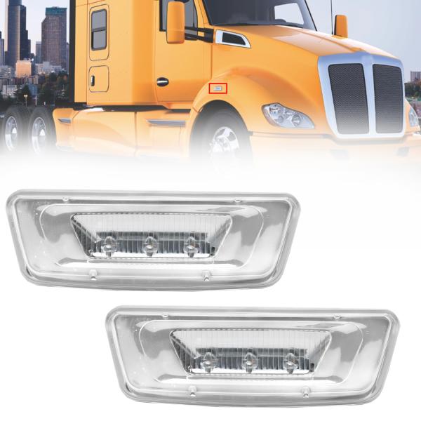 商品名:  2PCS LED Side Marker Turn Signal Lights Compatible with Kenworth T680 T700 T880 Peterbilt 576, Clear Lens Amber Li...