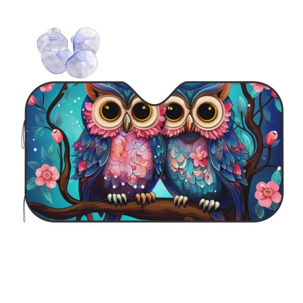 商品名:  UOYO Cute Owl Rose Car Windshield Sun Shade Flower Bird Front Window Sunshade Foldable Reflective Sun Visor for SU...