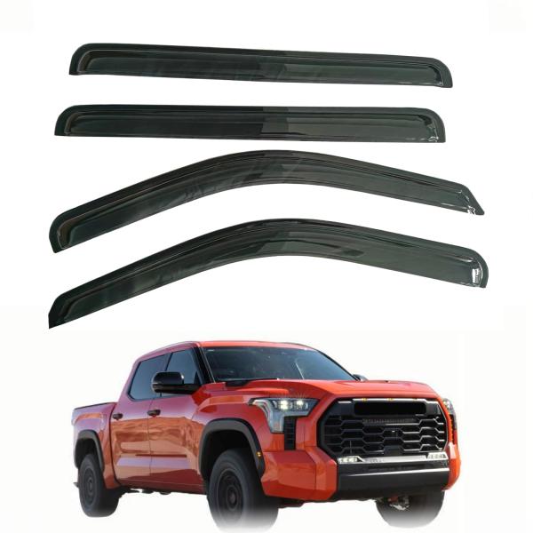 商品名:  Gldifa Window Visor Deflector Compatible with Toyota Tundra Crew max Cab 2022-2024 Sun/Rain Guards Outside Smokeブラ...