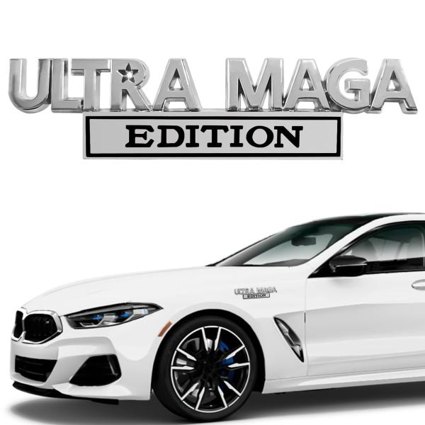 商品名: Pvotawp Ultra MAGA Edition エンブレム、クールな3Dメタルトランプステッカーフェンダーバッジカーデカール接着剤、パーソナリティラベルトランクロゴデカール自動車ボディカー外装エンボス装飾アクセサリー(シルバ...