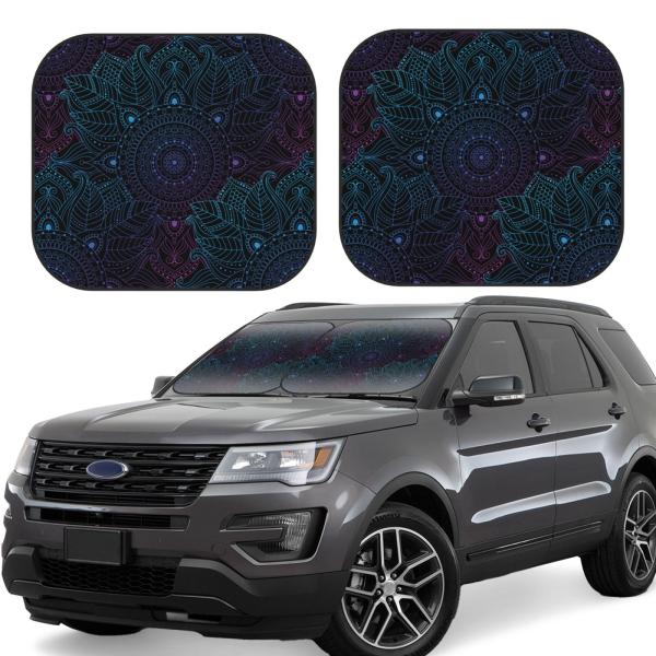商品名:  2-Piece Car Windshield Sunshade with Bag - Floral Gradient Bohemia - Sun Shade for Front Windshield Foldable Sun V...