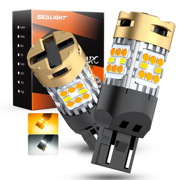 商品名:  SEALIGHT 7440 7443 Switchback LED Bulb Amber/White with Turbo Fan, DRL &amp; Turn Signal Light, 3600LM 30W Surper ...