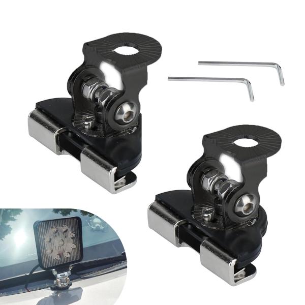 商品名: Nomocale 2個 カーフード LEDライト マウント 防水 耐久性 金属デザイン 調節可能 広角 車両スポットライトホルダー ユニバーサルグリルライトブラケットアクセサリー ほとんどの車に対応 (ブラック) Nomocale...