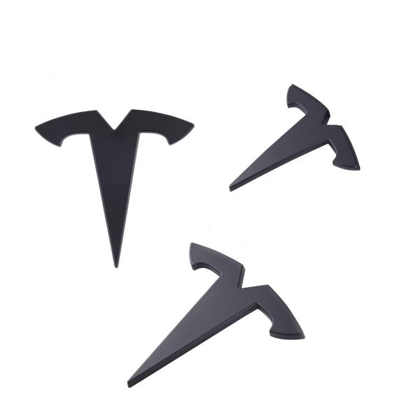 商品名: Tesla Model Y マットブラック エンブレムカバー ロゴ ステッカー バッジ デカール - エンブレムアクセサリー フロントトランク、リアトランク用 - モデルY専用 - (3枚 マットブラック) Tesla Model...