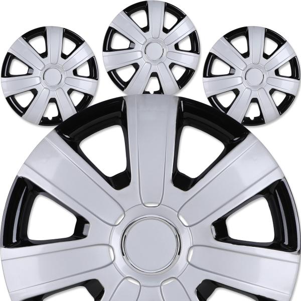 商品名:  AUTOFREE 15" Premium Universal Wheel Rim Covers ? Set of 4, Silver&amp;Black Lacquer Hubcaps, ABS&amp;PC Material ...
