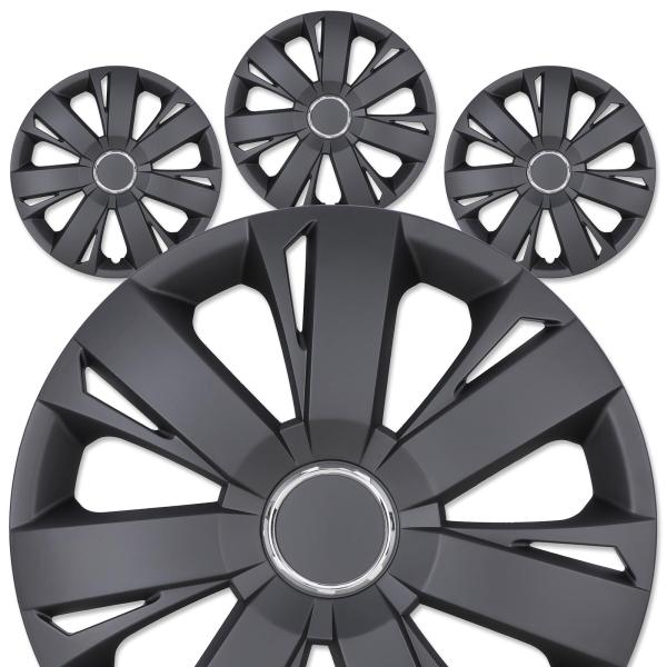 商品名:  AUTOFREE 15 Inch Hubcaps, Universal Black Matte Hubcaps ? Set of 4 Wheel Rim Covers,ABS&amp;PC Material Hub Protec...